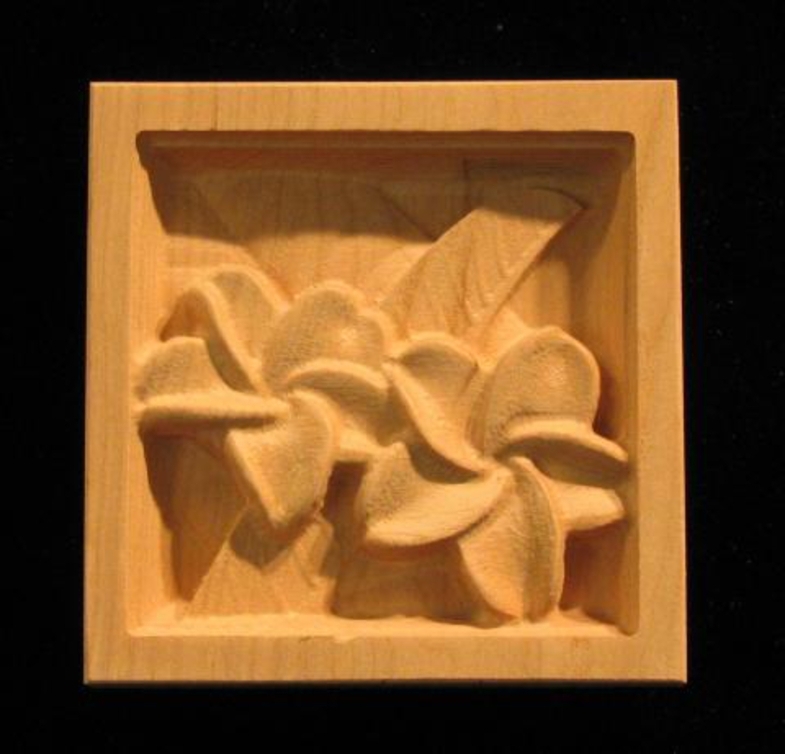 Decorative Wood Corner Block - Carved Plumeria