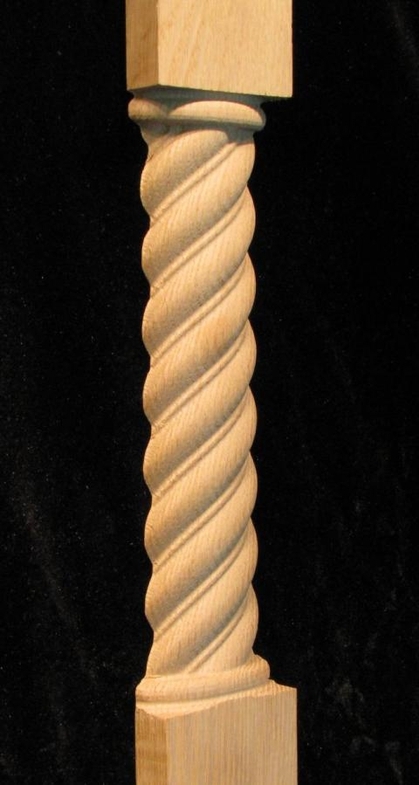 Carved wood column pilaster - Carved Spiral