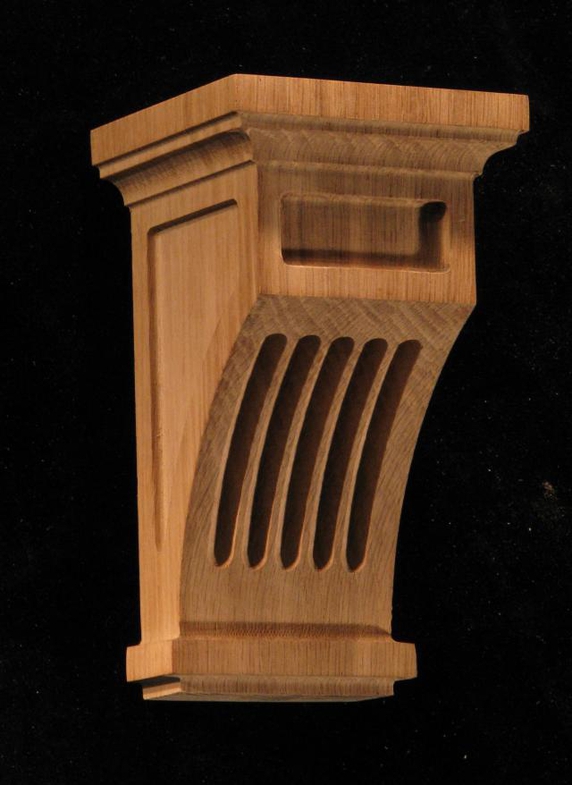 Carved Wood Corbel - Mission Style - Fluted