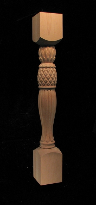 Wood Column - Carved Pineapple Column