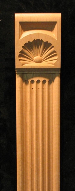 Carved wood column pilaster - Ionic Style with Linen Fold