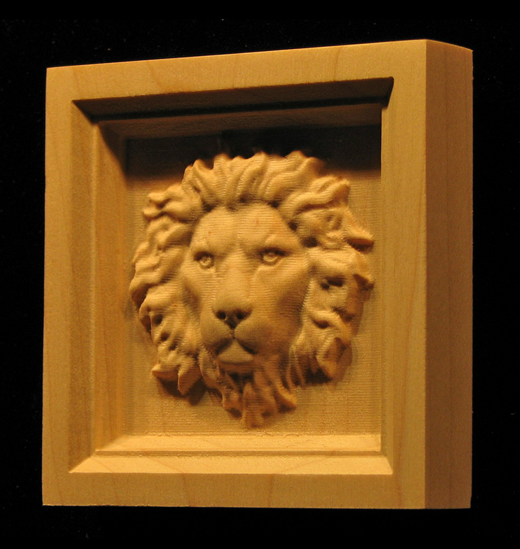 Decorative Wood Corner Block - Carved Lion Head