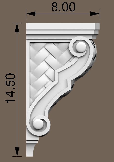 Carved Wood Corbel - Weave and Volute