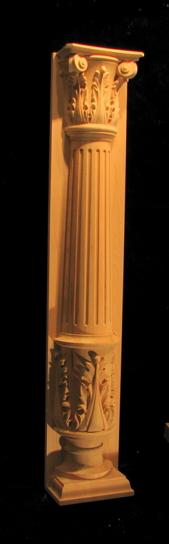 Carved wood column pilaster - Half Round Fluted Column, Acanthus ...