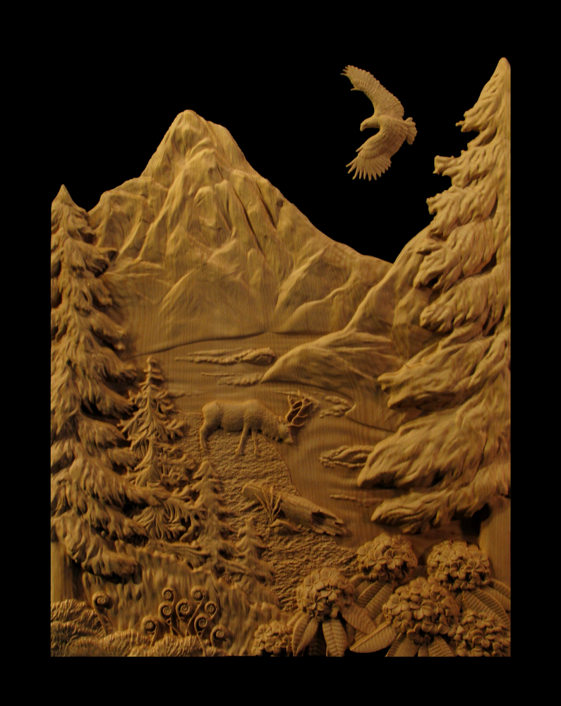 Northwest Mountain Panel - Marathon Coach | Carved Panel Decor