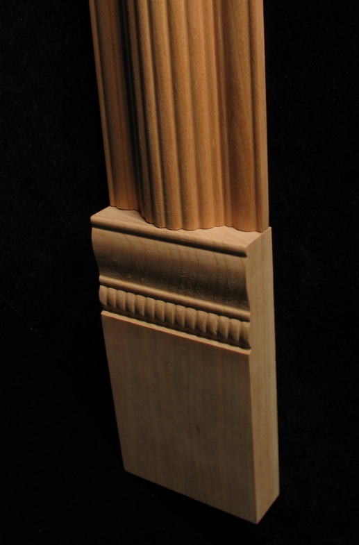 Carved wood column pilaster - Acanthus Capital with Reeded Insert and Base