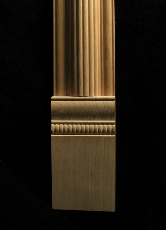 Carved wood column pilaster - Acanthus Capital with Reeded Insert and Base