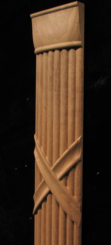 Carved wood column pilaster - Fluted Partial Round.