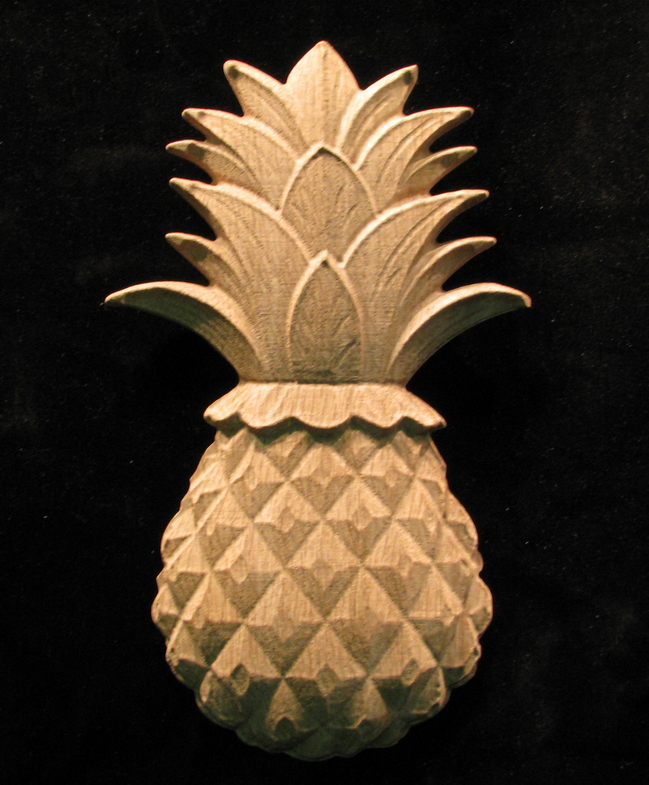 Carved Wood Onlay Applique - Carved Classic Pineapple