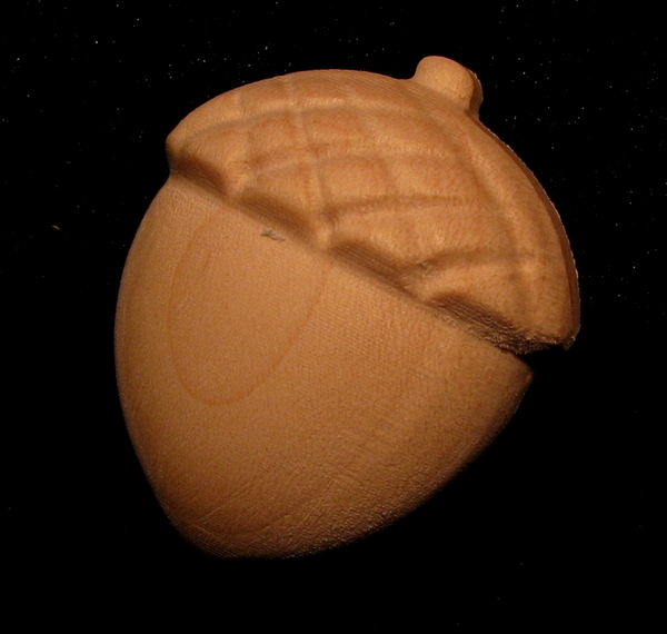 Wood Onlay - Carved Acorn