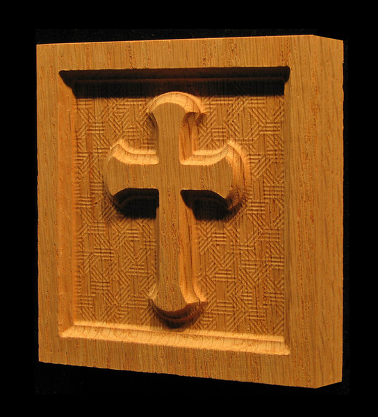 Block - Cross carved wood