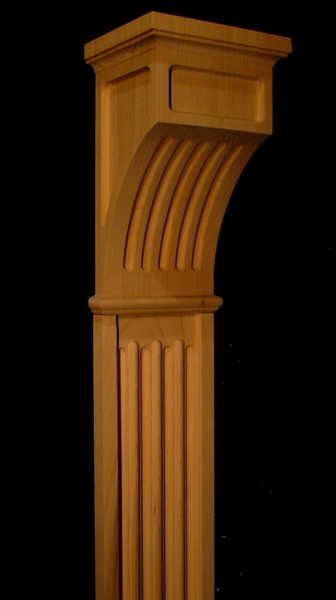 Carved Wood Corbel - Mission Style - Fluted