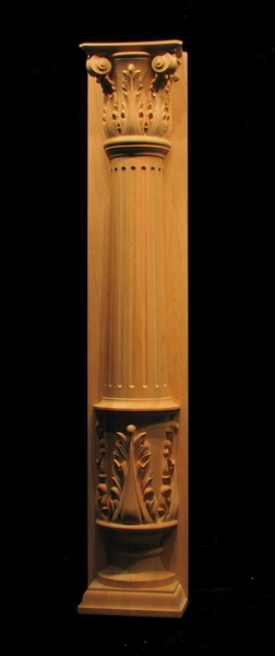 Carved wood column pilaster - Half Round Fluted Column, Acanthus ...