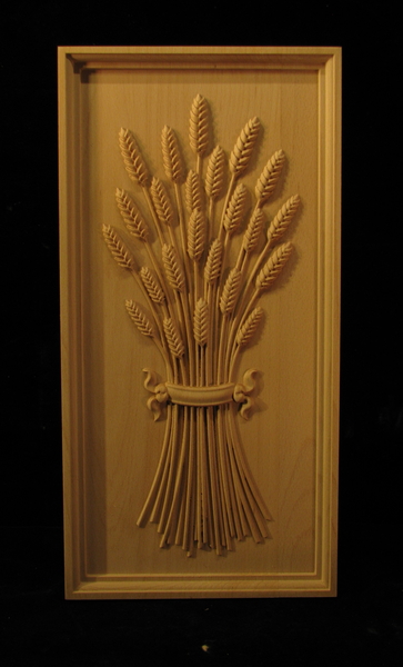 Panel - Wheat with Ribbon Carved Wood