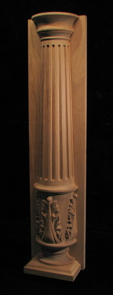Carved wood column pilaster - Half Round Fluted Column, Acanthus ...
