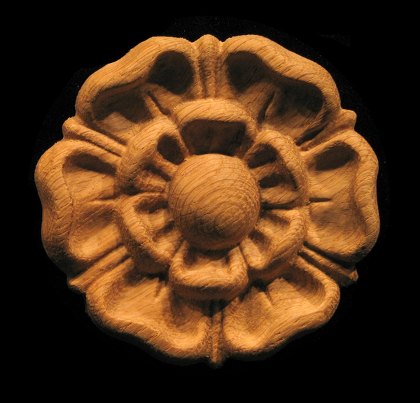 Carved Wood Rosette - Carved Classic Flower